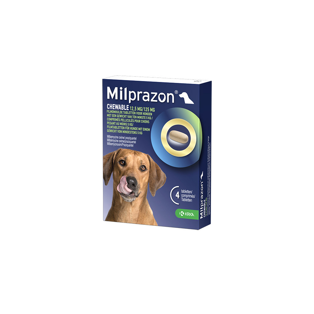 Milprazon Chewable hond 5+ kg (12,5 mg / 125 mg) | Voordelig