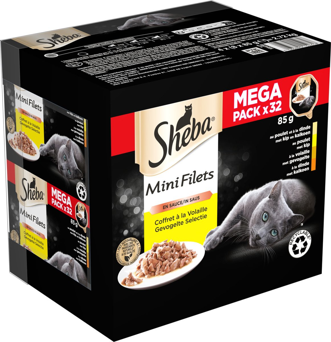 Sheba Mini Filets met gevogelte in saus multipack natvoer kat